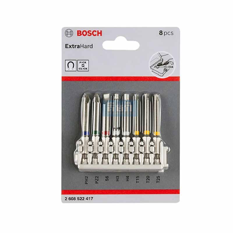 Bosch 8pcs ExtraHard Pick and Click Power Impact Bit Set ( 65mm ...